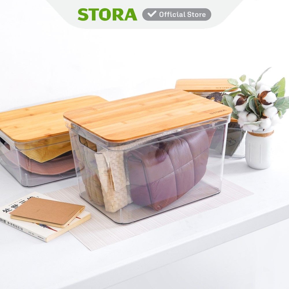 Jual Stora Kotak Penyimpanan Dengan Tutup Bambu Container Box Kotak ...