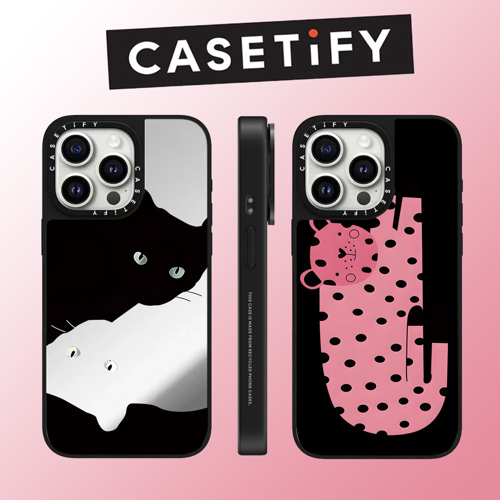Jual CASETIFY with Box Black White Wave Point Cat Mirror Face Phone ...