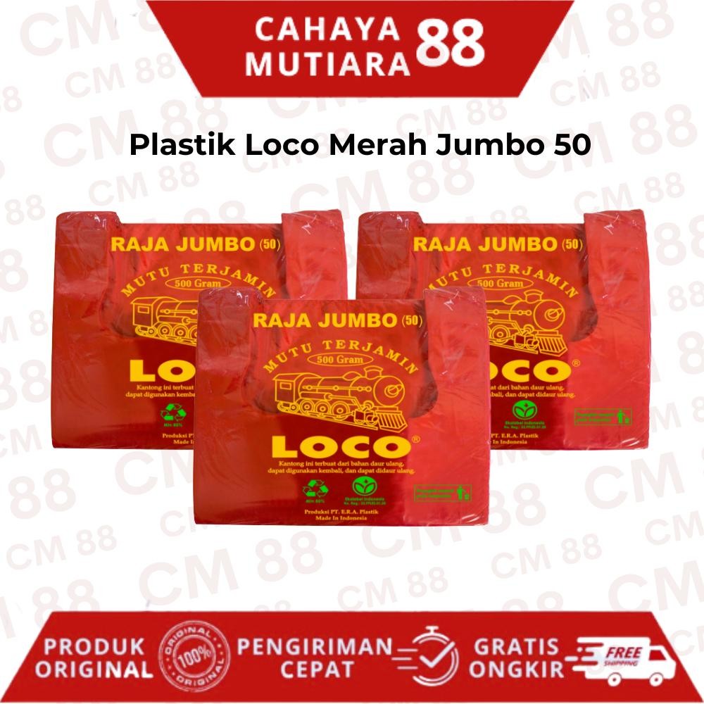Jual Kantong Plastil/Kresek/Plastic Bag Merah Tebal Jumbo 50 Loco (Pak ...