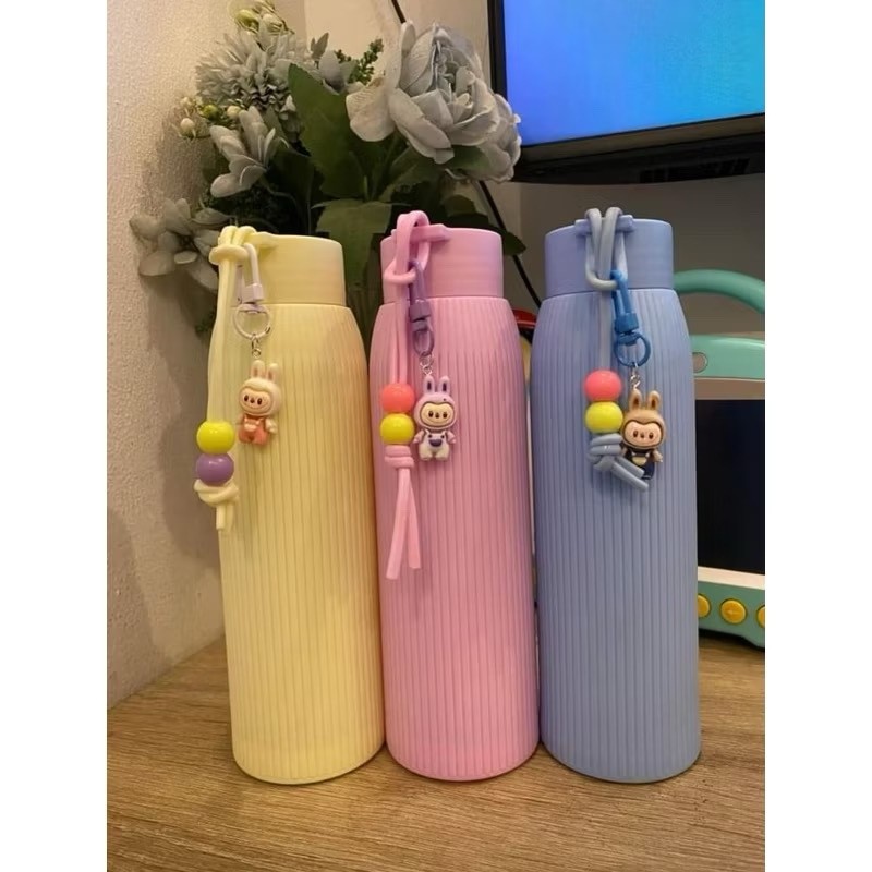 Jual PROMO !!!! Botol Minum Macaron Labubu Kaca Premium 500ml WARNA ...