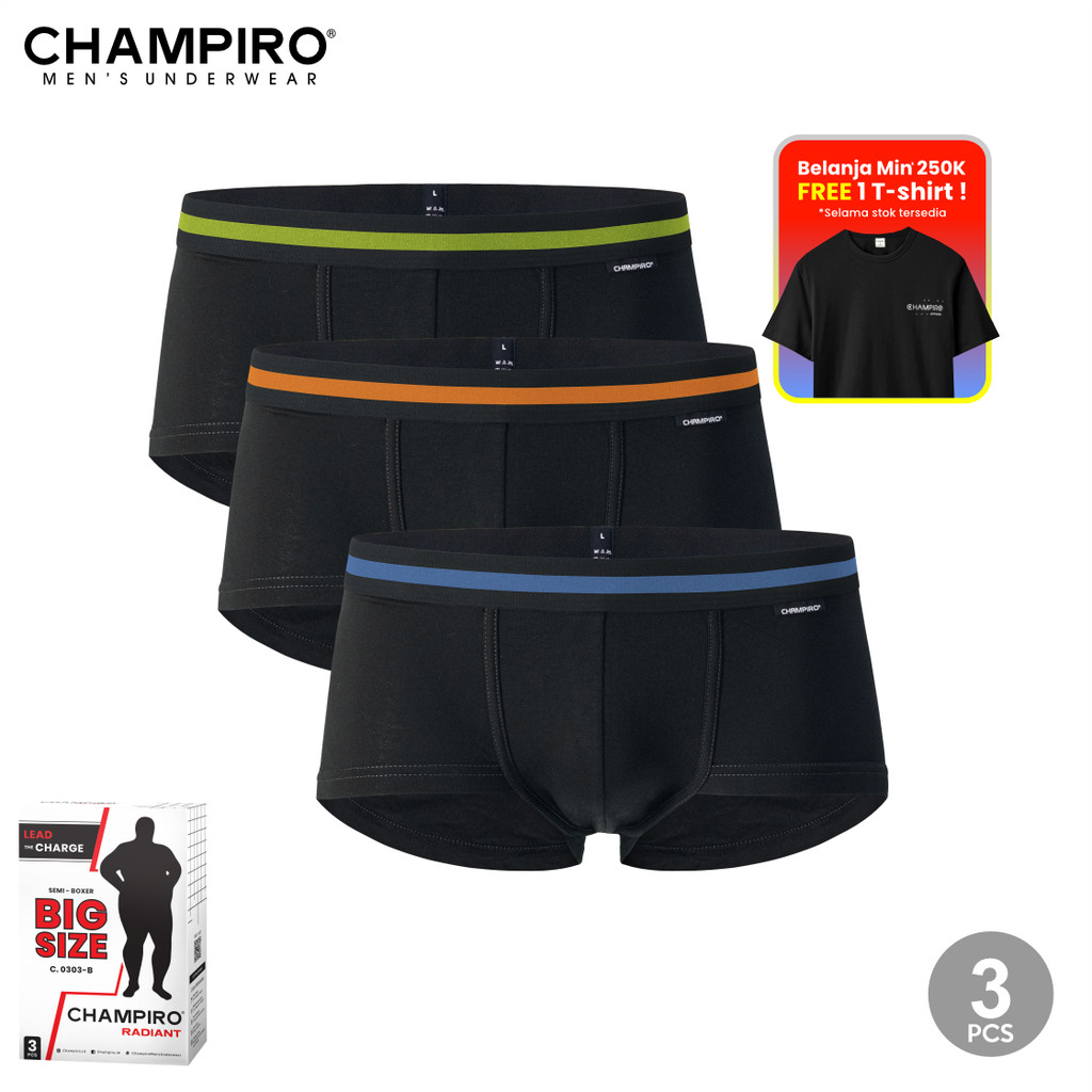 Jual Champiro Celana Dalam Semi Boxer Pria BIGSIZE 3 pcs Radiant C0303B ...