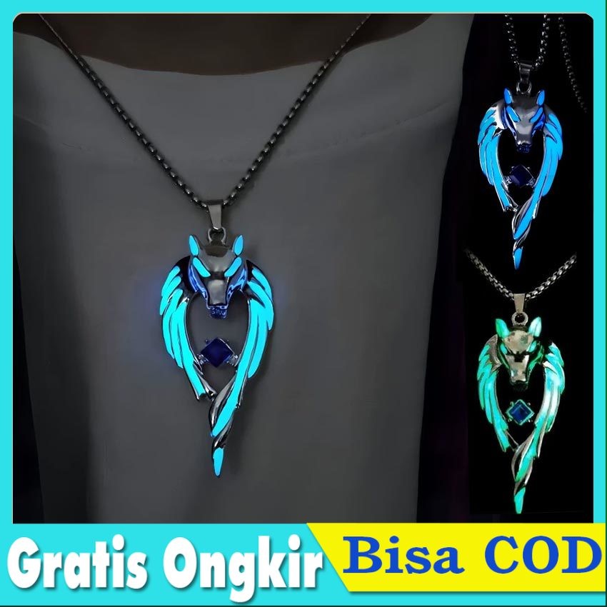 Jual Kalung Serigala Glow in The Dark - Liontin Kepala Serigala Batu ...