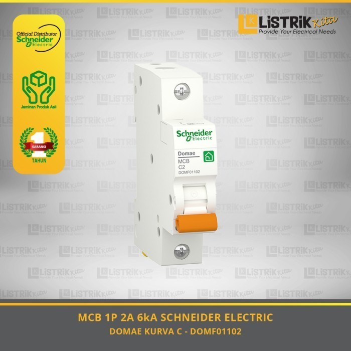 Jual MCB SCHNEIDER ELECTRIC DOMAE 1P 2A 6kA KURVA C - DOMF01102 ...