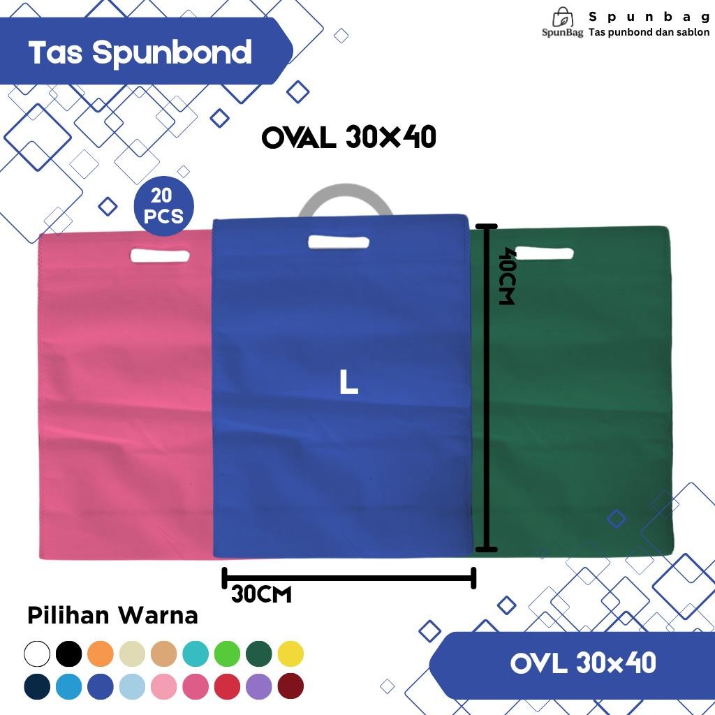 Jual (Uk 30 x 40 cm) isi 20 pcs .tas belanja goodiebag bahan kain ...