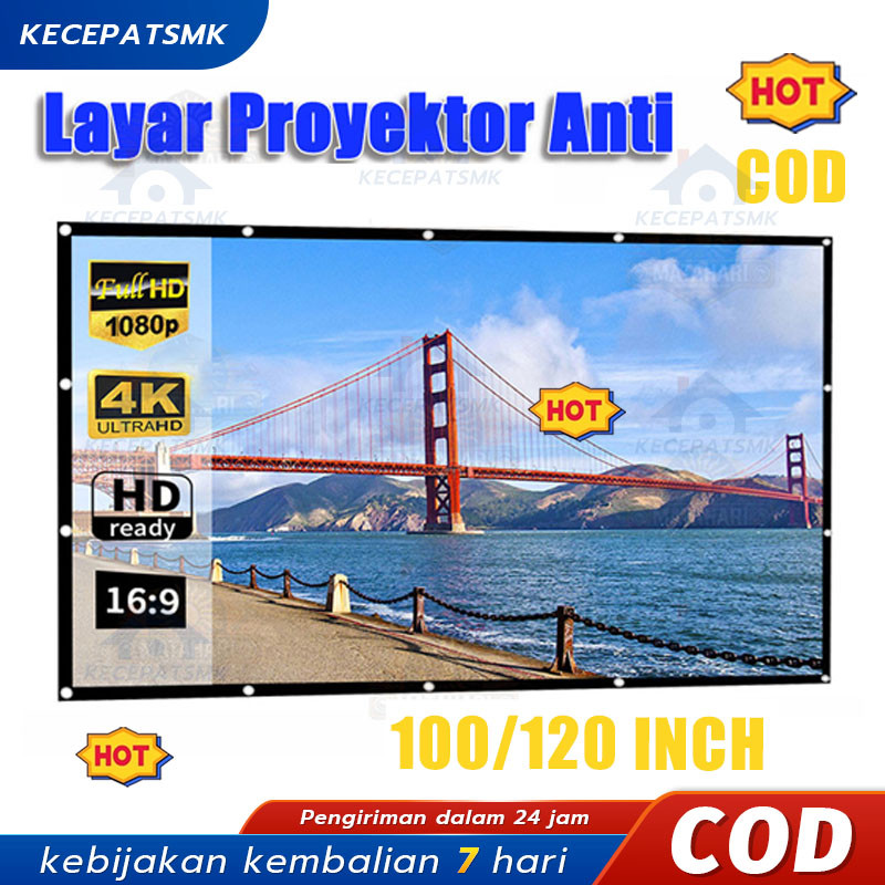Jual COD Layar Proyektor Anti Light 120 Inch Ratio 16:9 | Screen ...