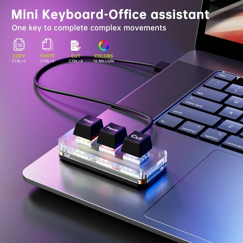 Jual Programming Mini Keyboard Rgb 3 Keys Macro Copy Paste Mini Button
