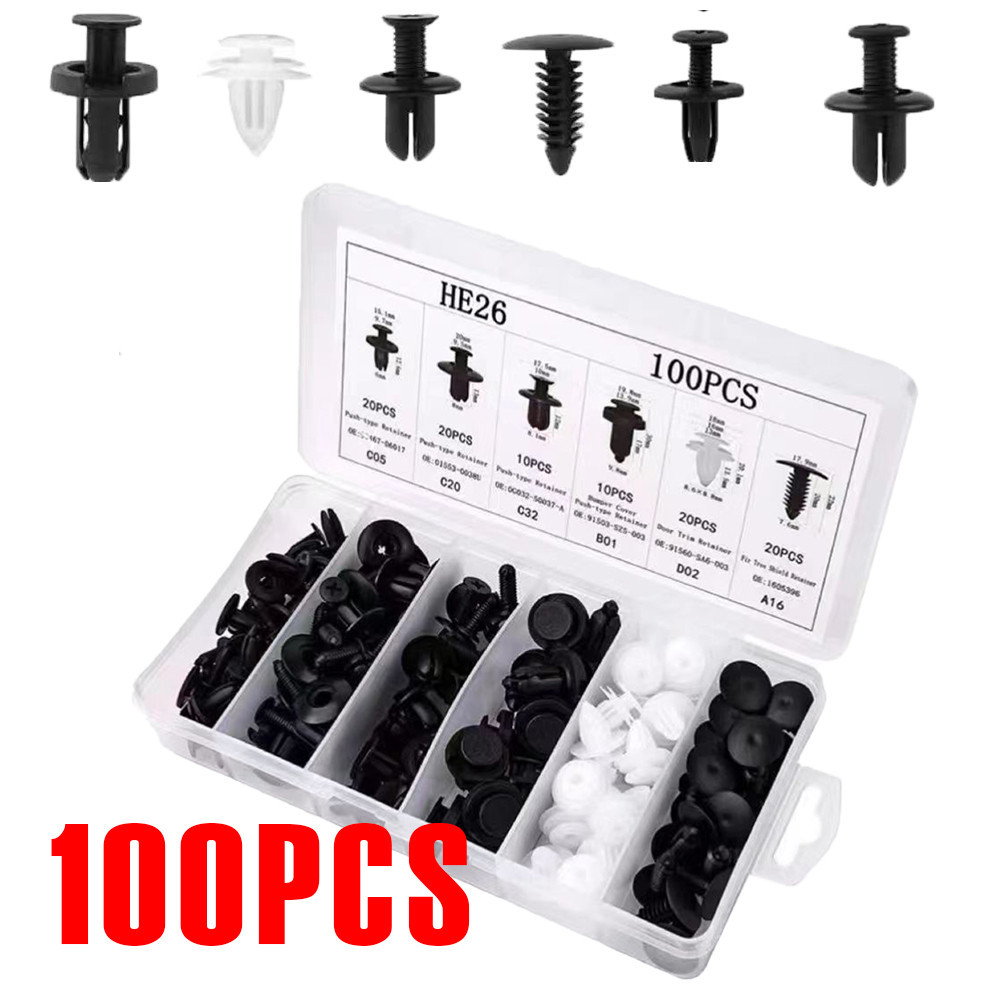 Jual 100Pcs Baut Rivet Mobil Universal Klip Bumper Baut Body Plastik ...