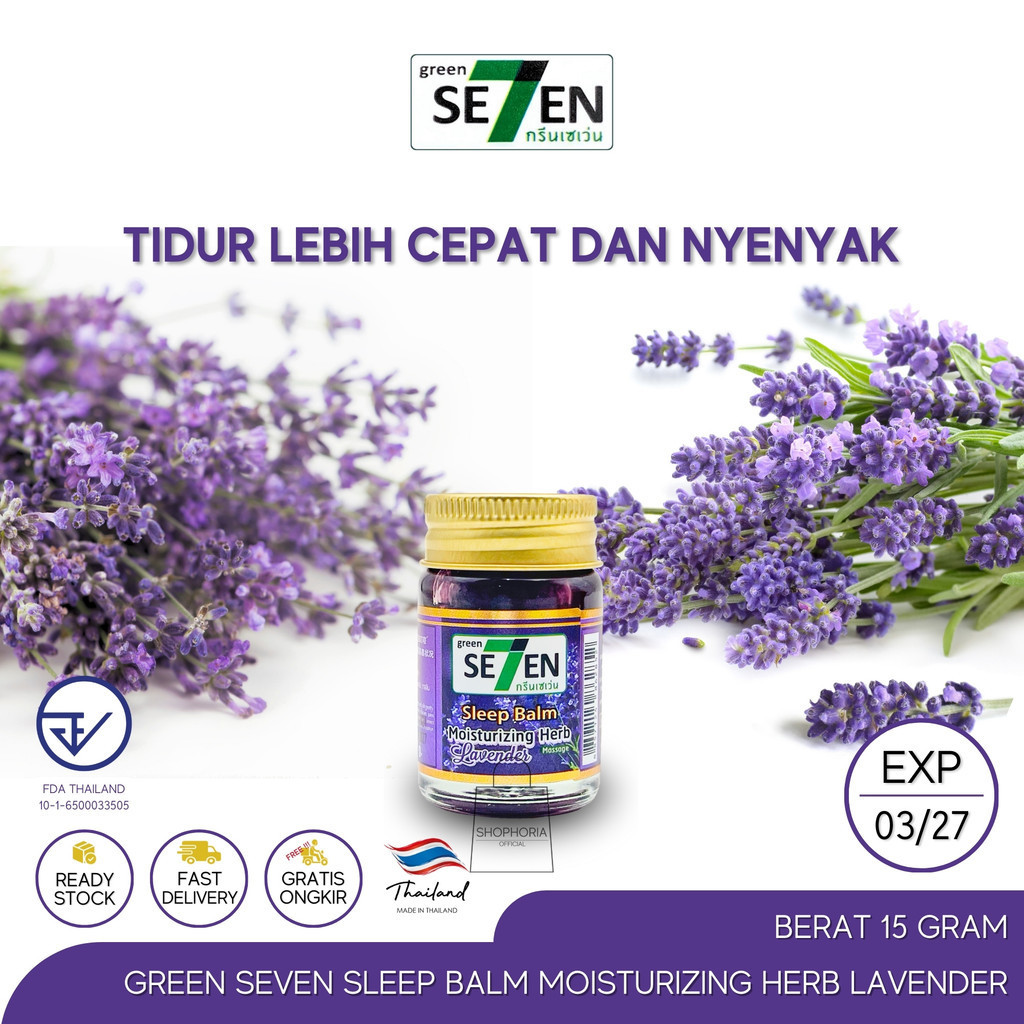 Jual Green Seven Lavender Sleep Balm Berat 15 Gram Original Thailand ...