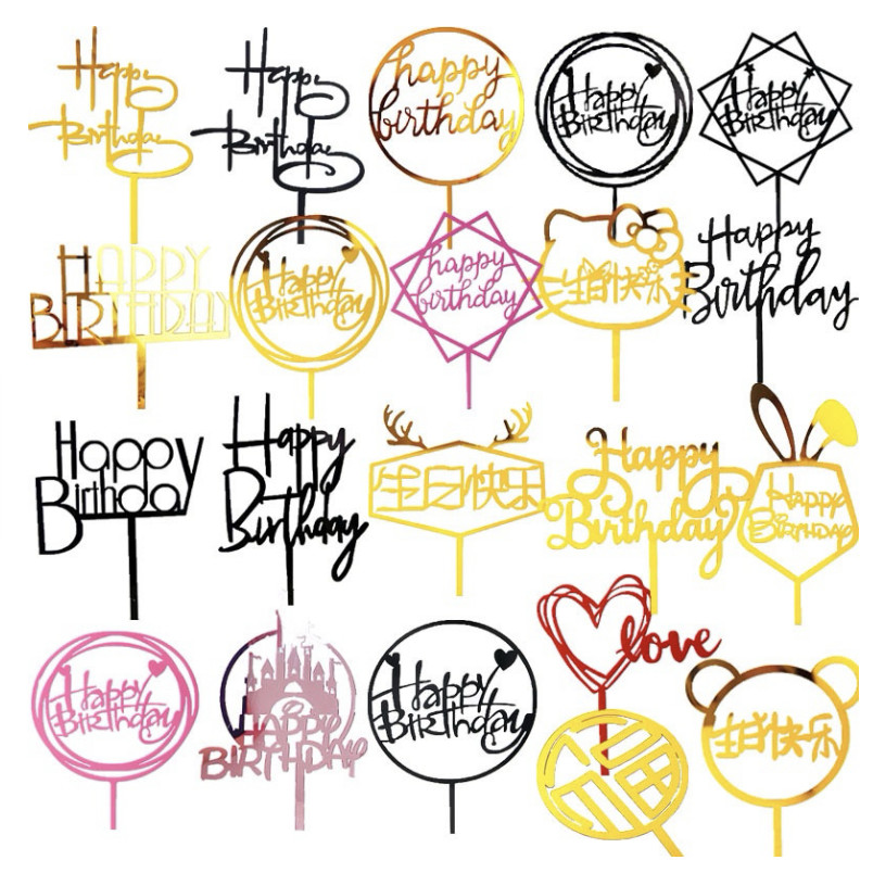 Jual CAKE TOPPER ACRYLIC ISI 10 PCS PER PACK TOPPER HAPPY BIRTHDAY ...