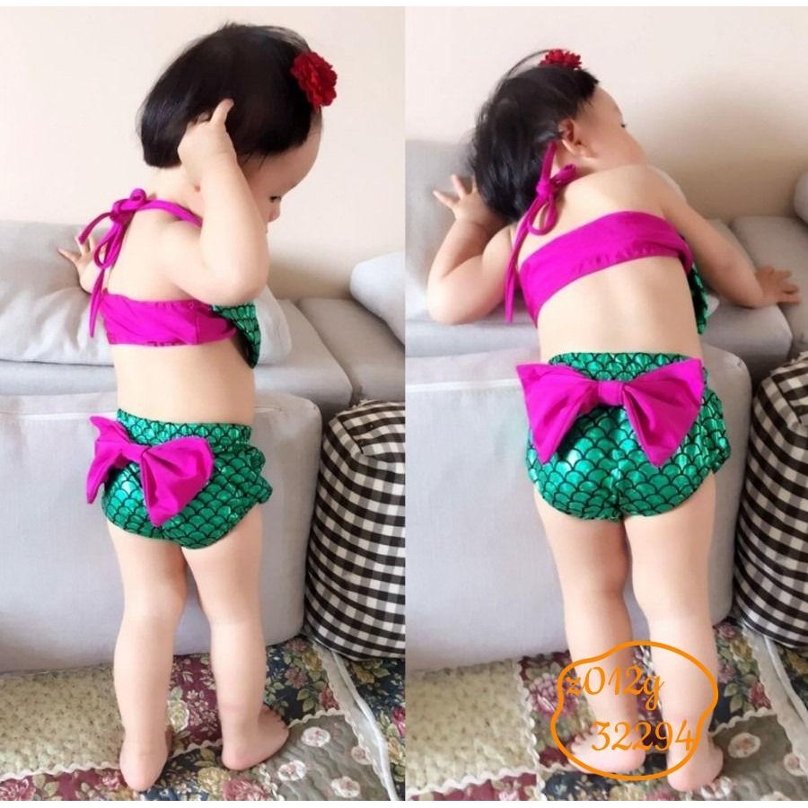 Jual [0-2th] BIKINI BAYI MERMAID BAJU RENANG BABY PUTRI DUYUNG (MERMAID IJO) | Shopee Indonesia