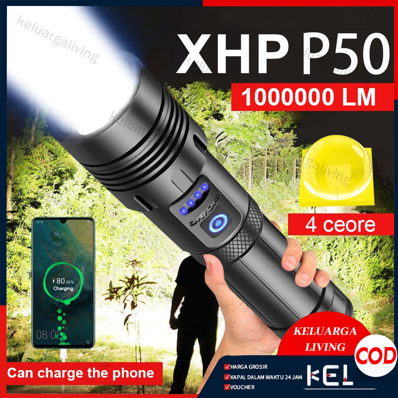 Jual Paket lengkap Senter LED Tactical 200000 Lumens Xhp 50 - Kualitas Cahaya Super Terang ...
