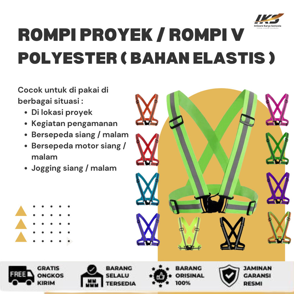 Jual Rompi Proyek / Rompi V Polyester /Safety / Kerja / Scotlight ...