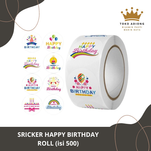 Jual STICKER HAPPY BIRTHDAY ROLL (isi 500) | Shopee Indonesia