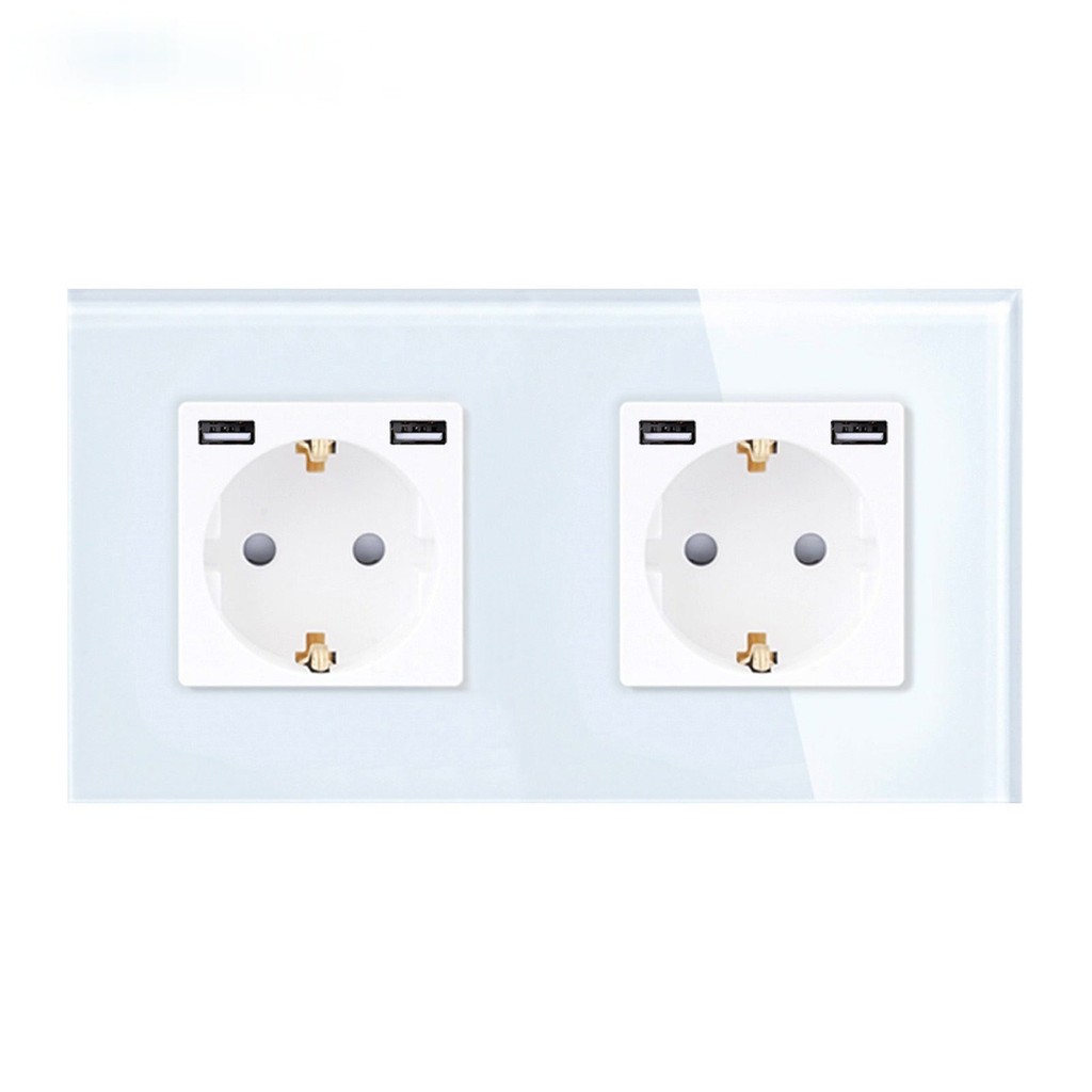 Jual Standard Single Power Socket Touch Switch USB Wall Socket Double ...