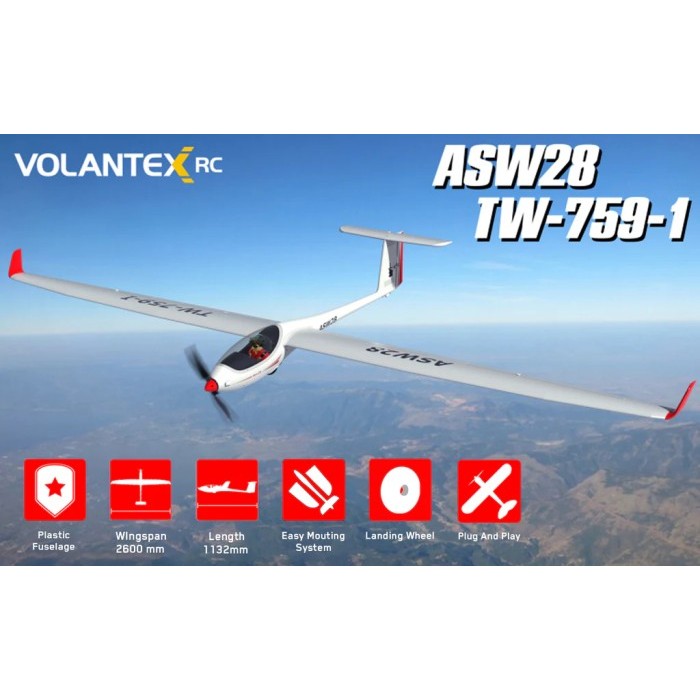 Jual Volantex ASW28 2600 2600mm Glider Sailplane RC Airplane PNP ...