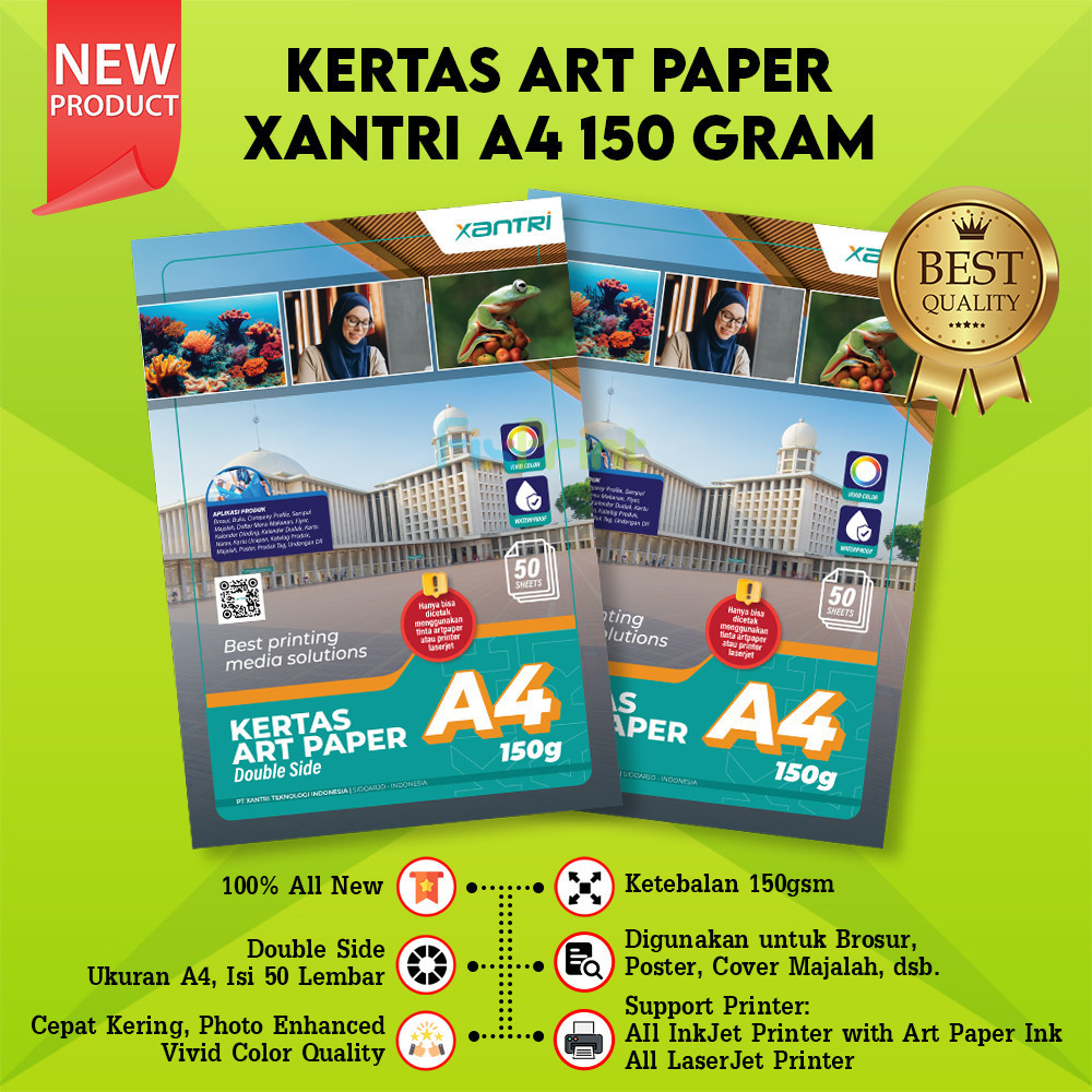 Jual 50 pcs Kertas Art Paper A4 150gsm 150 gms Print Foto Photo Double ...