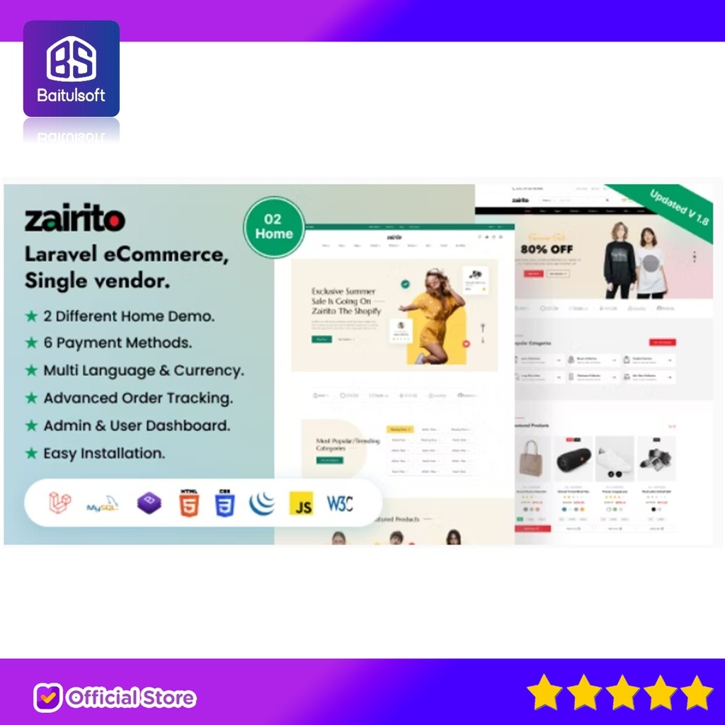 Jual SOURCE CODE APLIKASI ZAIRITO LARAVEL ECOMMERCE SYSTEM SINGLE VENDOR | Shopee Indonesia