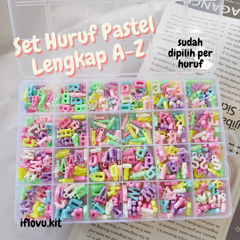 Jual DIY Set Huruf Pastel Lengkap A - Z Bonus Grid Box | Liontin Huruf ...