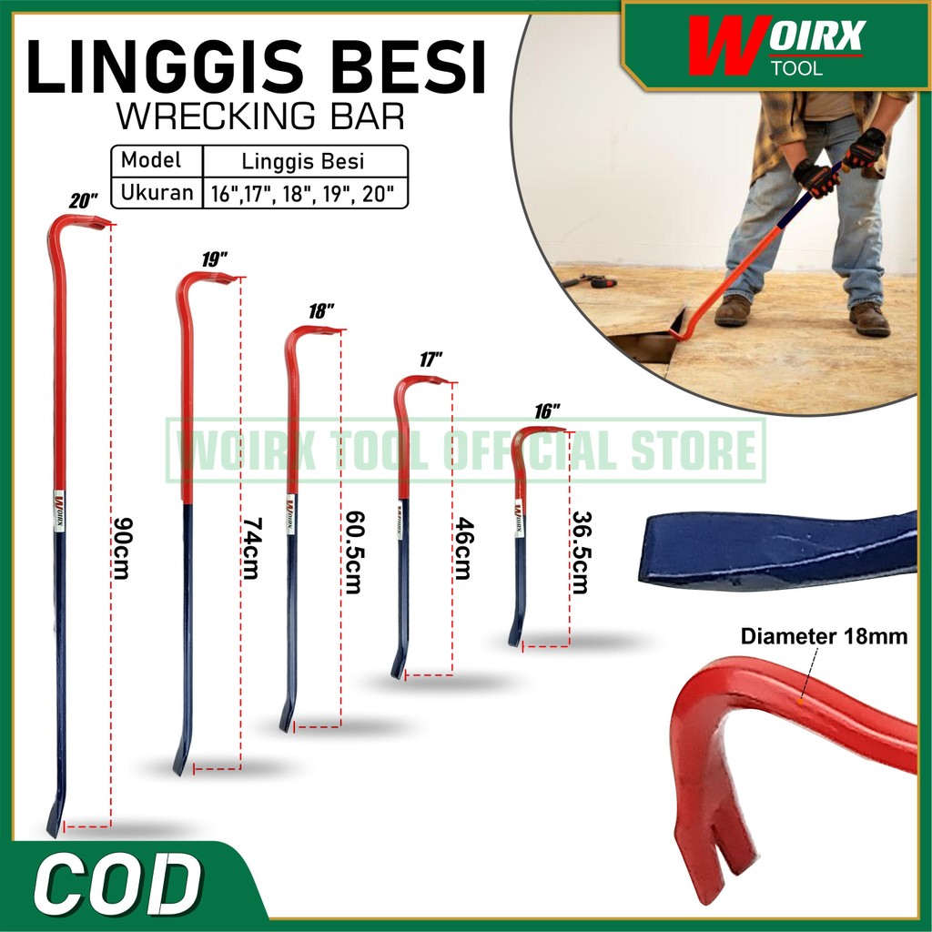 Jual WOIRX TOOLS Linggis Besi / Pencabut Paku Congkel 16" 17" 18" 19 ...