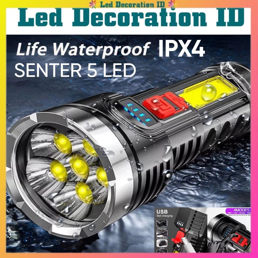 Jual SENTER LED 50W 5 MATA / SENTER CAS USB / SENTER SUPER TERANG ...