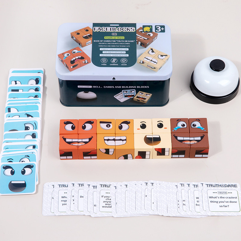 Jual Truth Or Adventure Game Wooden Face Changing Cube Building Blocks ...