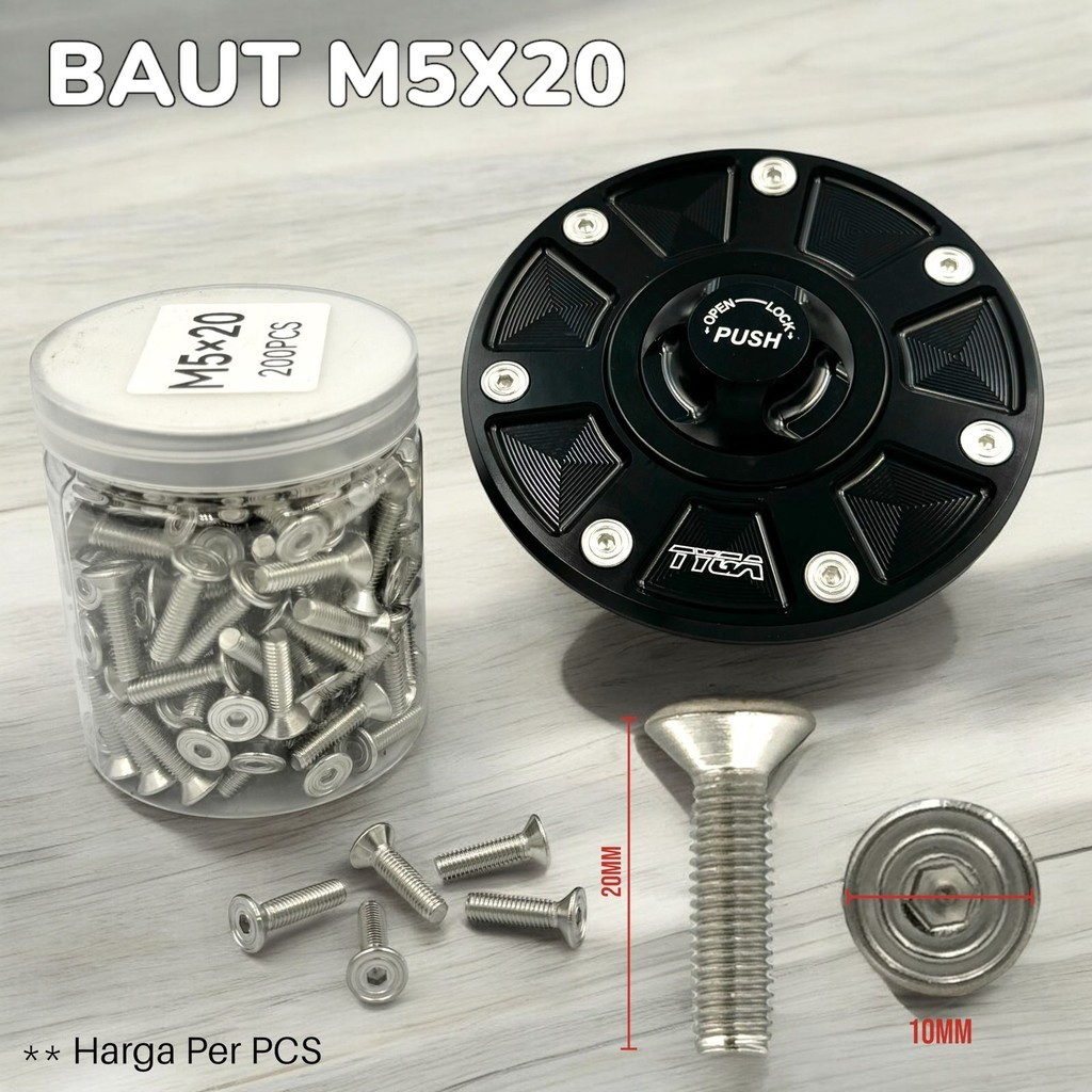 Jual Baut Cover Tangki TYGA BAUT M5x20 Harga per PCS | Shopee Indonesia