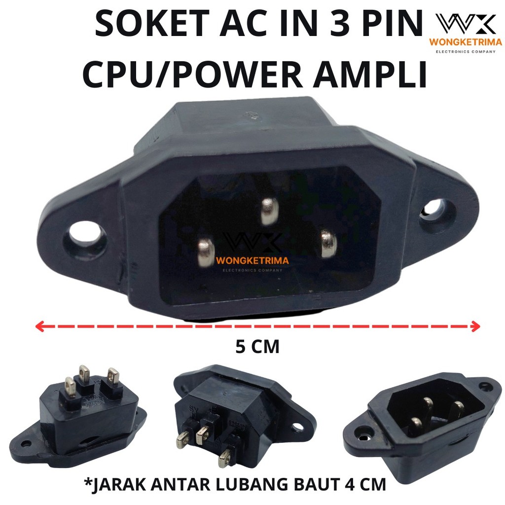 Jual SOKET AC IN 3 PIN CPU POWER AMPLI RICE COOKER SOCKET AC INLET 3PIN ...