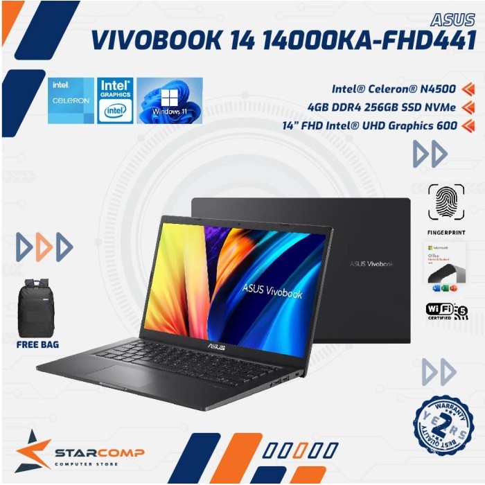 Jual ASUS Vivobook 14 A1400KA-FHD421 Intel N4500 4GB 256GB 14" FHD WIN ...