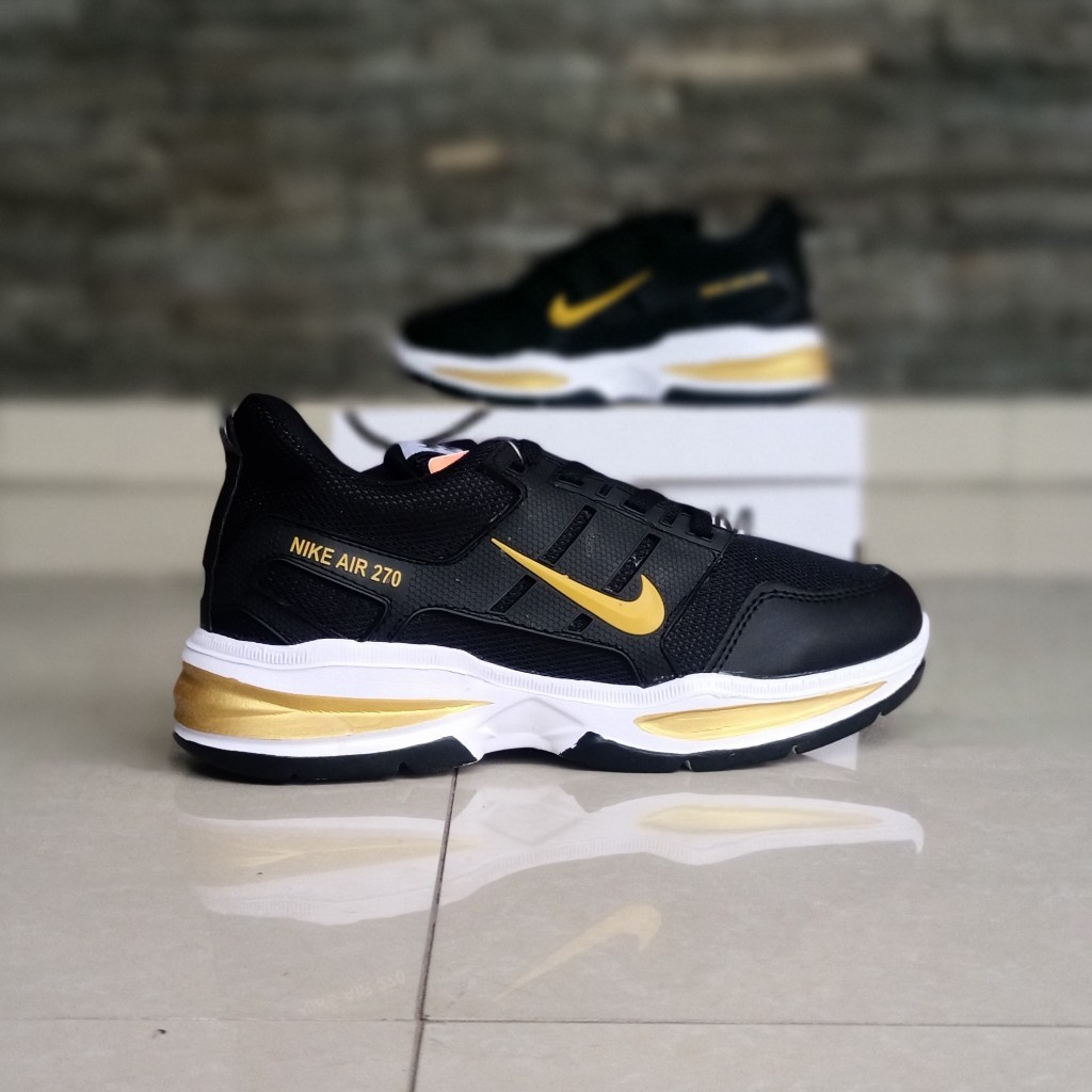 Jual PROMO COD !!! Sepatu Sneakers Pria Wanita Hitam Lis Gold Sepatu ...