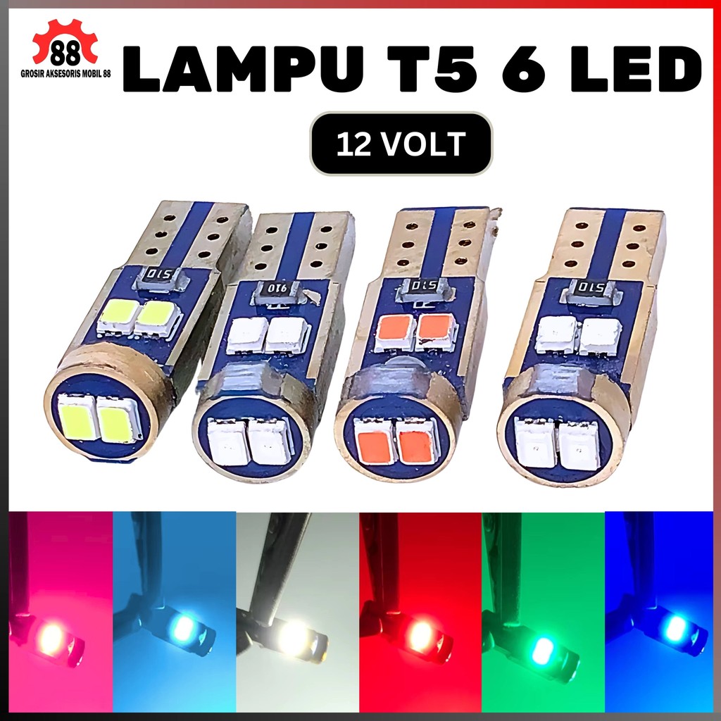 Jual Lampu LED T5 Speedometer 6 Titik LED Dashboard 6 SMD Mata Motor ...