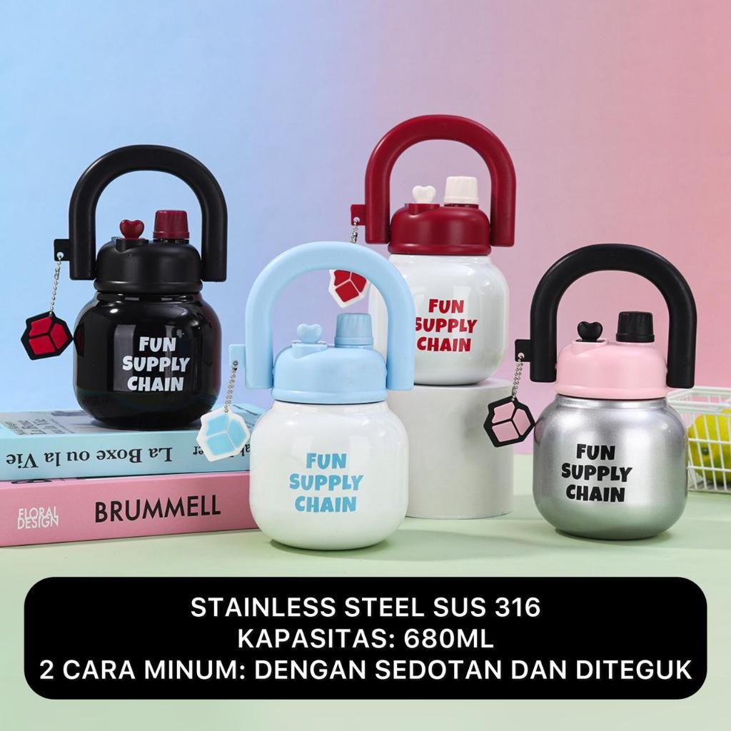 Jual Tumbler Chako Fun Stainless Steel 680ml SUS 316 / Botol Minum Anak Dewasa Stainless Steel ...