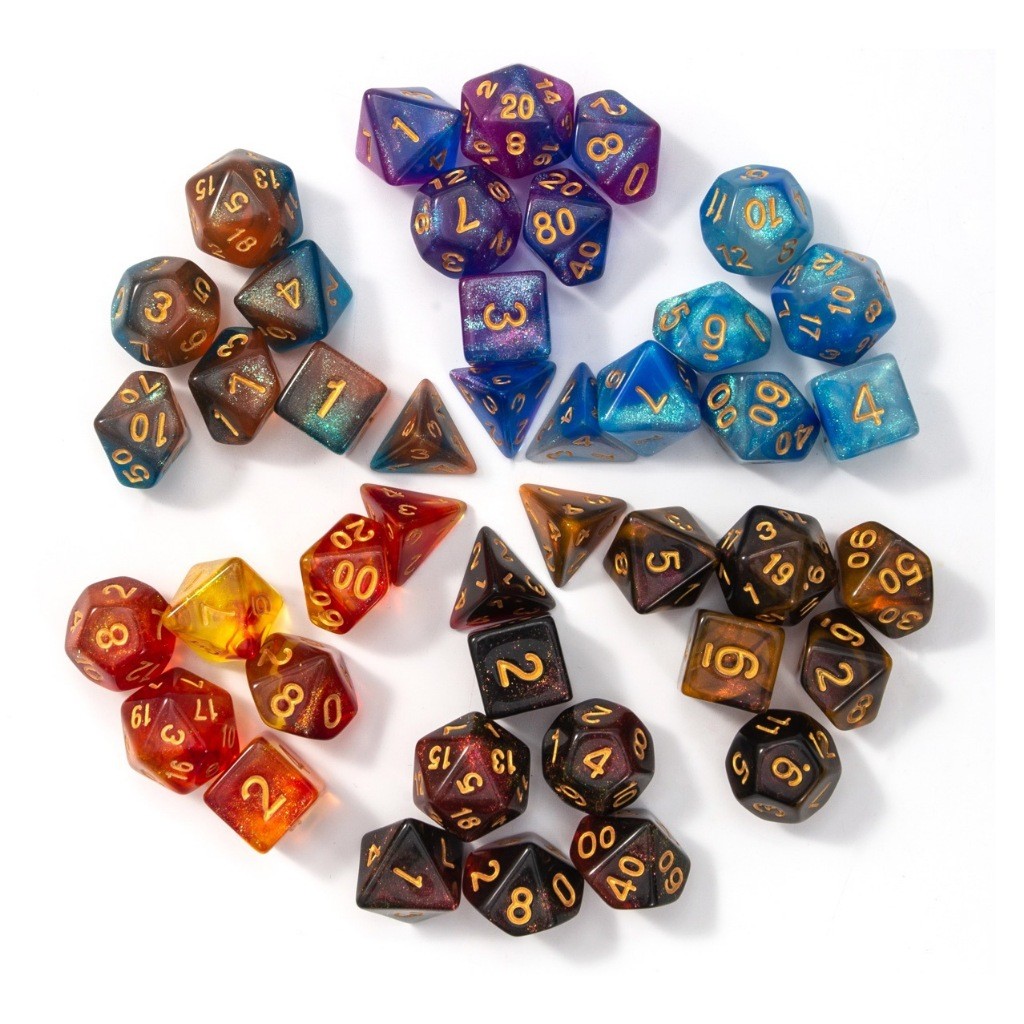 Jual Set 7 Dadu Transparan Multisisi untuk RPG DND Aksesoris Seru dan ...