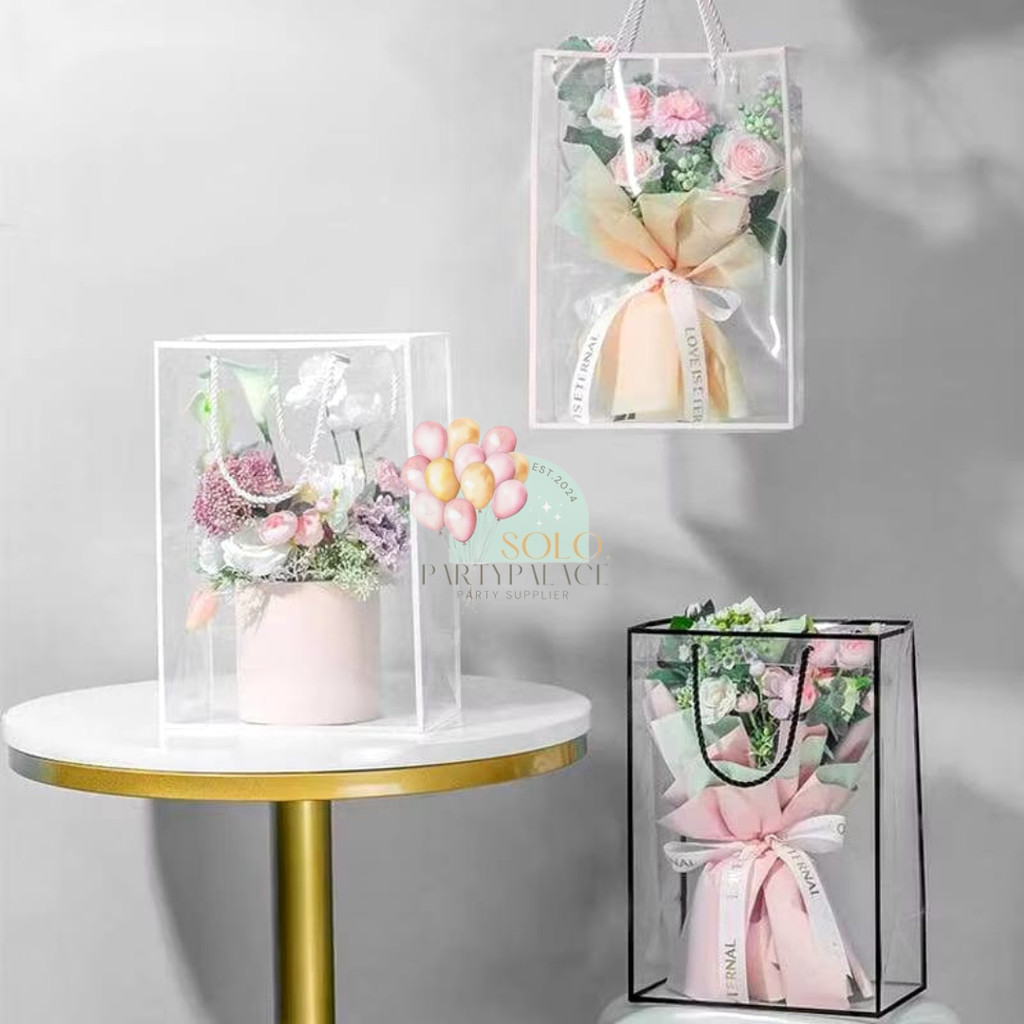 Jual BAG FLOWER MOTIF BENING TAS BUNGA TRANSPARANT TAS BUCKET BUNGA TAS ...