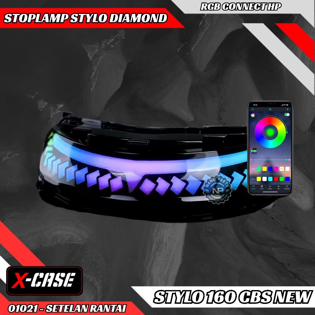 Jual Lampu Stop Lazy Stylo 160 ABS New Model Diamond Crystal RGB ...