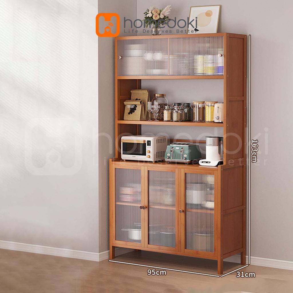 Jual Homedoki Buffet Coklat / Lemari Dapur Minimalis / Rak Piring / Rak ...