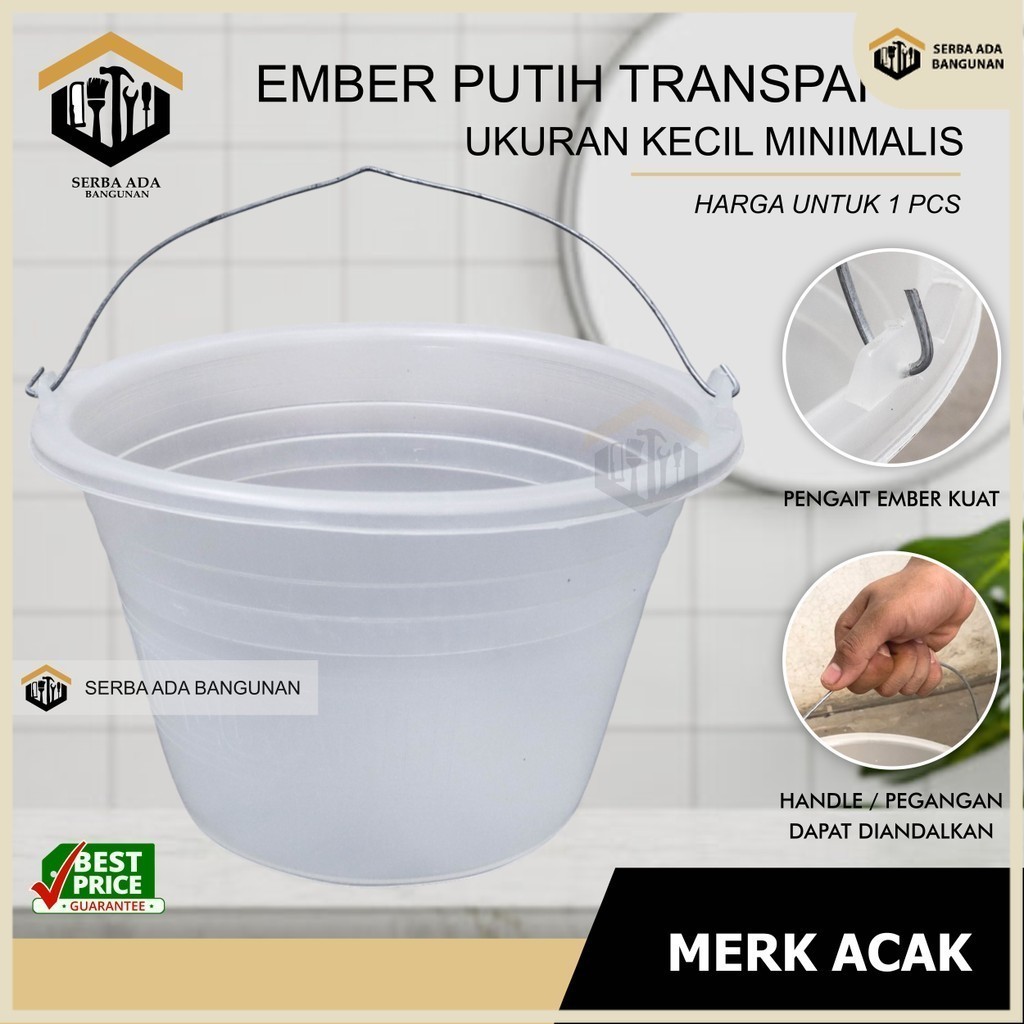 Jual SAB Ember Plastik WARNA KECIL Transparan Putih Bening Ember Cor Anti Pecah | Ember Bangunan ...