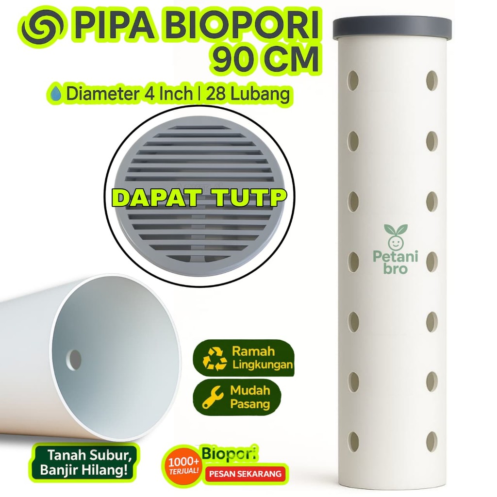 Jual Pipa PVC / Pipa Resapan Biopori 4inch Panjang 90cm Sudah Termasuk ...
