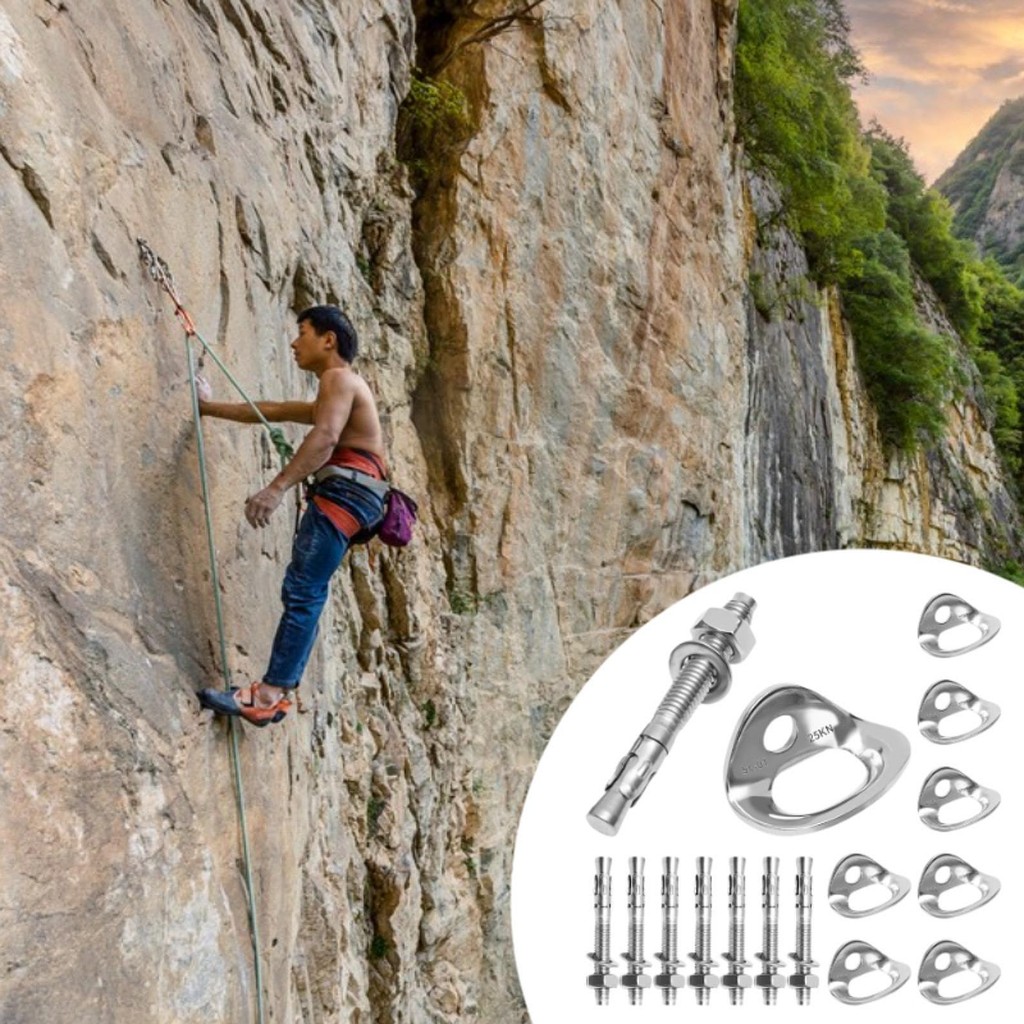 Jual 8x Rock Climbing Anchor Hangers Climbing Wall Bolts Hanging Rings ...