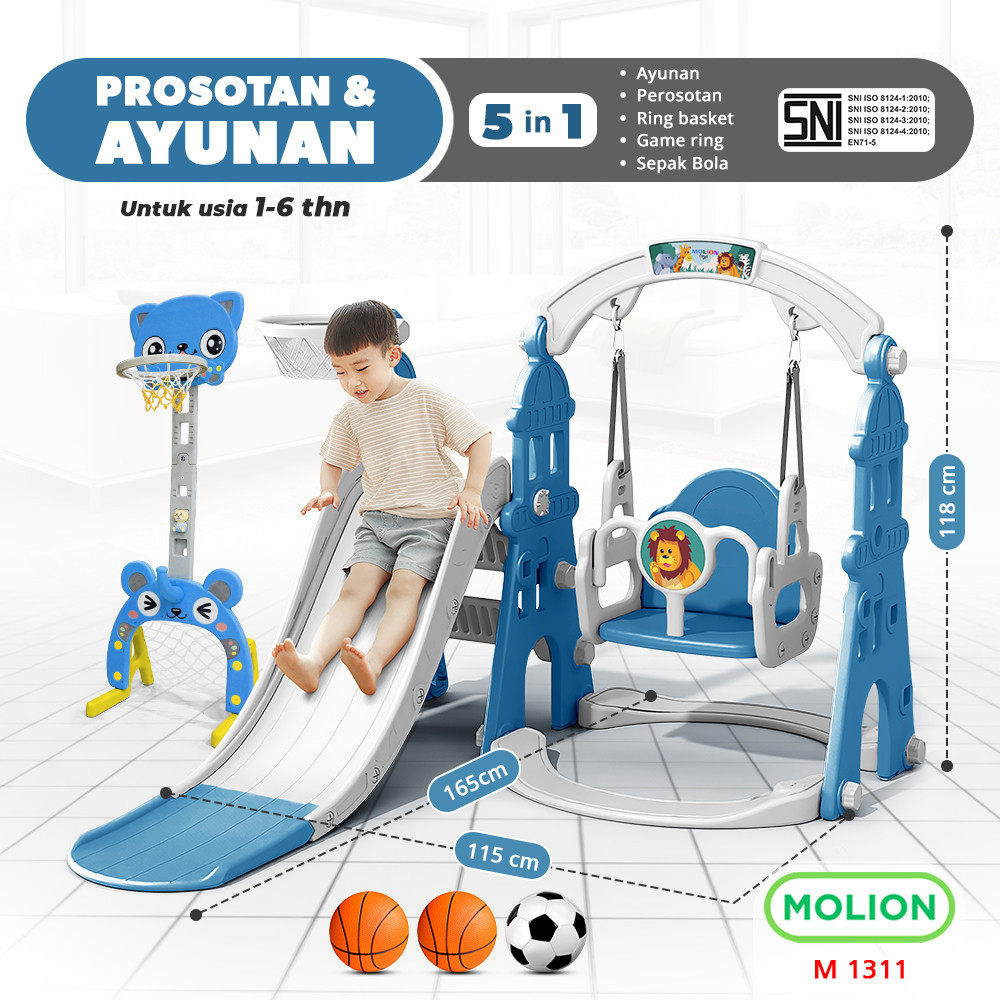 Jual MOLION SNI Prosotan Mainan Perosotan Ayunan Anak 5in1 HDPE ...