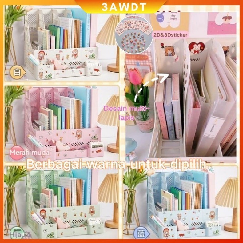 Jual 【Stiker Gratis】Desktop Organizer File Organizer Rak Buku Sekat Ins ...