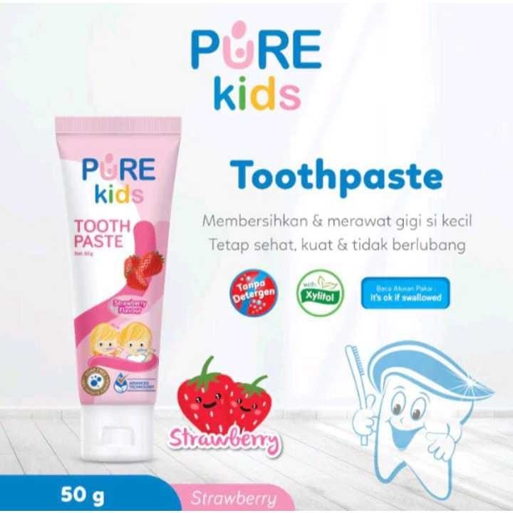 Jual PUREKIDS Toothpaste Strawberry 50gr Xylitol baby friendly and safe ...