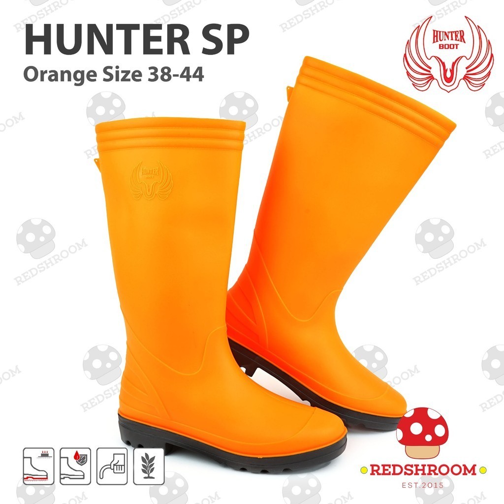 Jual Sepatu Boot Tinggi HUNTER SP Orange Boots Karet Lokal Anti Air ...