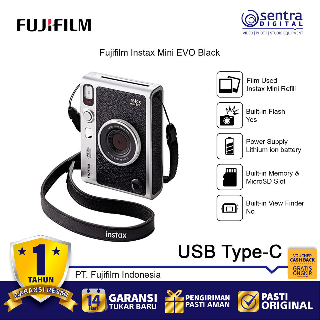 Jual Fujifilm Instax Mini Evo Polaroid Instant Camera with USB Type C ...