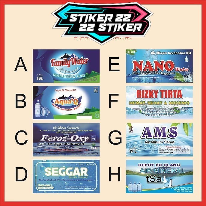 Jual CETAK PRINT DESAIN STIKER STICKER DEPOT GALON NANO WATER AQUA RO ...