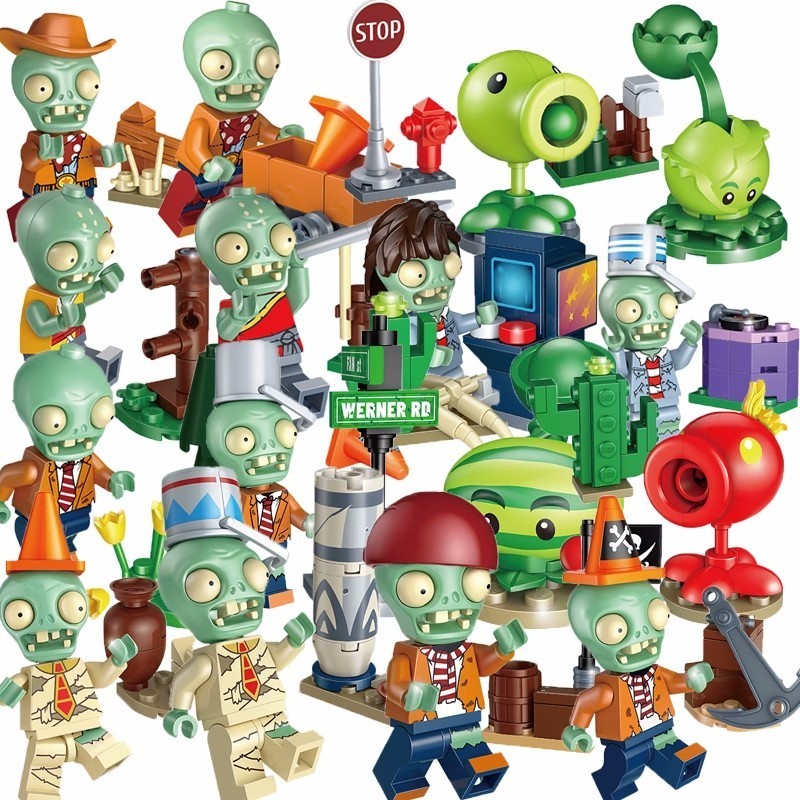 Jual New Plants vs Zombies Building Blocks Minifigures Toy Bricks ...
