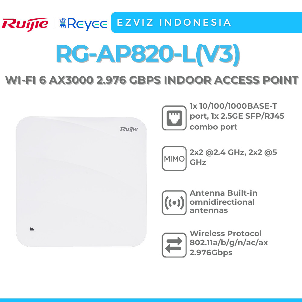 Jual RUIJIE REYEE RG-AP820-L(V3) WI-FI 6 AX3000 2.976 GBPS INDOOR ACCESS POINT | Shopee Indonesia