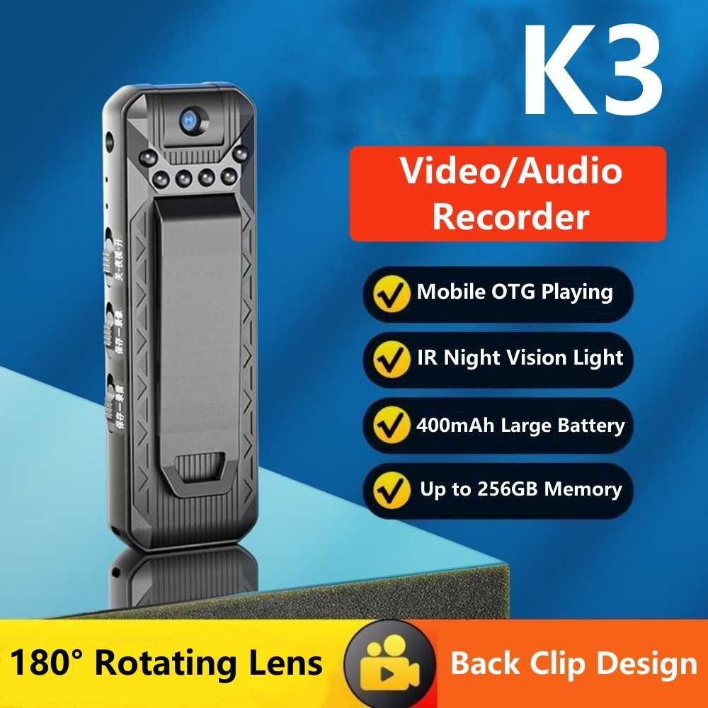 Jual Body Cam Camera Kamera Vlog Mini Kecil Full HD 1080P Rotasi 180 ...