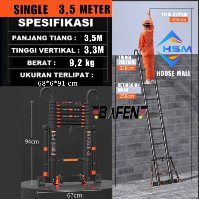 Jual Tangga lipat teleskopik telescopic multifungsi 2,1m 2,5m 2,9m 3,3m ...