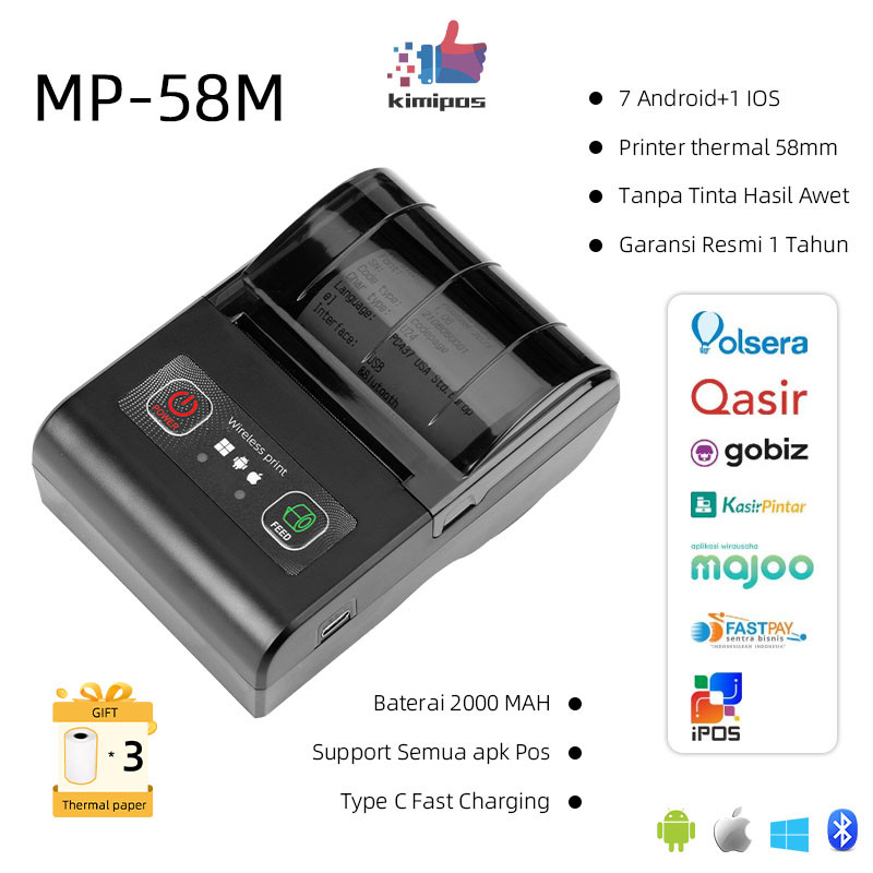 Jual Printer Thermal 58mm Mendukung Pengisian Cepat - Koneksi Bluetooth & USB - Kompatibel ...