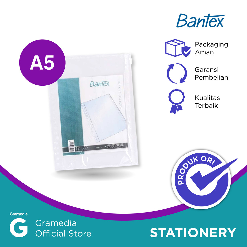 Jual Bantex Multiholes Zip Pocket A5 PP | Shopee Indonesia